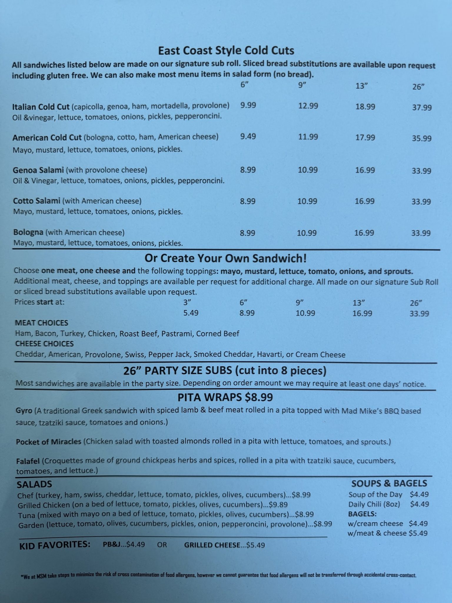 MSM Deli Menu (update November 2025)